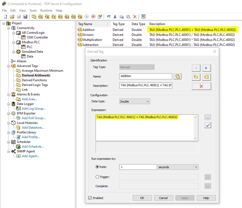 Using TOP Server's Advanced Tags Plug-In: Calculations & Data Bridging